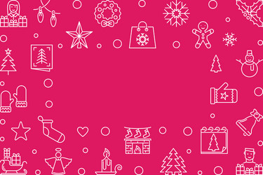 Merry christmas colorful outline frame Royalty Free Vector