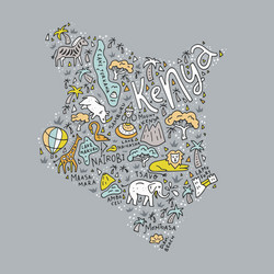 Cartoon map of kenya Royalty Free Vector Image