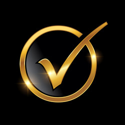 Golden check mark sign Royalty Free Vector Image