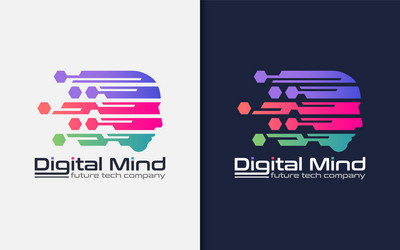 Digital mind logo design abstract tech futuristic Vector Image
