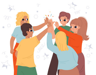 Kids greeting gesture high five children smiling Vector Image