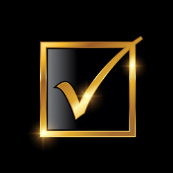 Golden check mark sign Royalty Free Vector Image