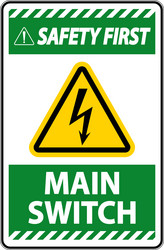 Warning main switch sign on white background Vector Image