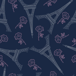 Eiffel tower and hearts seamless pattern Vector Image