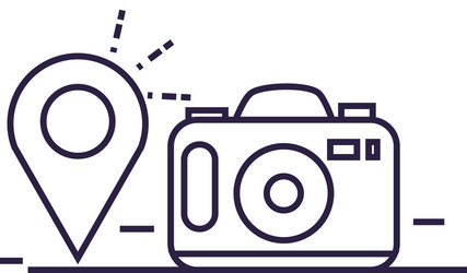 Camera photographic with pin location Royalty Free Vector