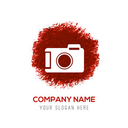 Photo camera icon - red watercolor circle splash Vector Image
