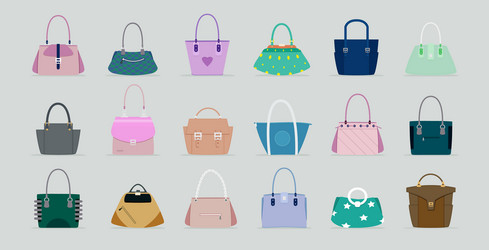 Set woman luxury handbags and purses Royalty Free Vector