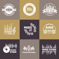 Music studio production labels musical Royalty Free Vector
