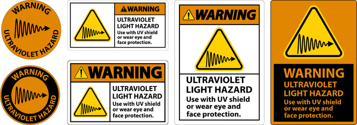 Warning ultraviolet light hazard label on white Vector Image