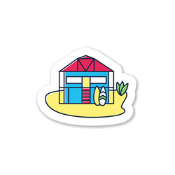 Beach hut sticker Royalty Free Vector Image - VectorStock