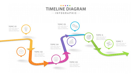 Timeline with 7 elements infographic template Vector Image