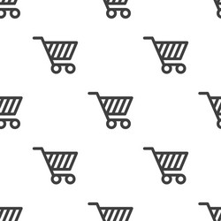 Shopping cart pattern seamless black Royalty Free Vector