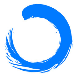 Blue zen circle art brush stroke painting Vector Image