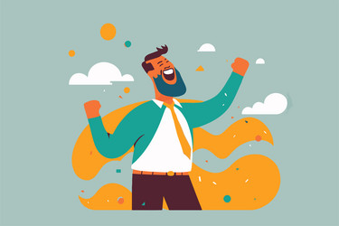 Happy smiling success man cheerful joyful young Vector Image