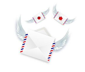Paper envelope with angel wings letters be my Vector Image