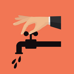 Turn off water with mans hand isolated Royalty Free Vector