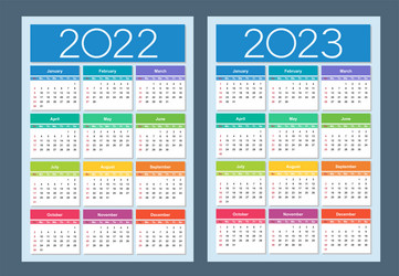 Colorful calendar for 2022 2023 years week Vector Image
