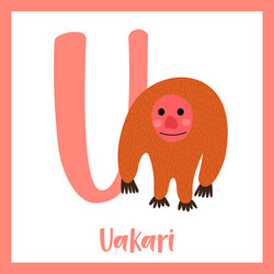 Letter u tracing uakari Royalty Free Vector Image