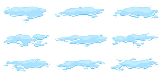 Water spill puddle blue liquid various shape Vector Image