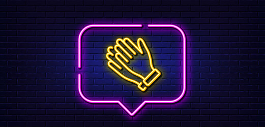 Clapping hands line icon clap sign neon light Vector Image