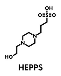 Hepes buffering agent molecule skeletal formula Vector Image