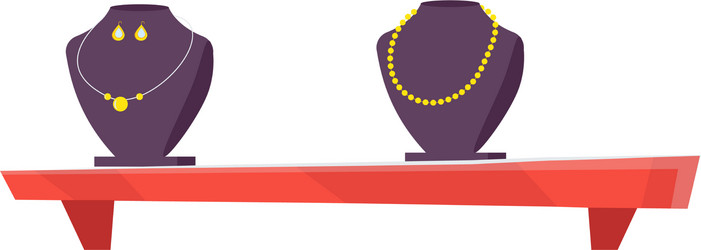 Cartoon jewelry shop showcase precious Royalty Free Vector