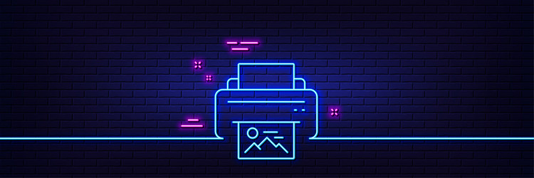 Printer icon printout device sign neon light Vector Image