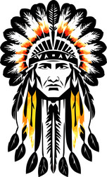 Full color native american indian head Royalty Free Vector