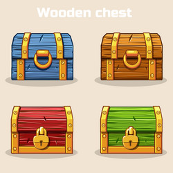 Wooden treasure or pirate chest Royalty Free Vector Image