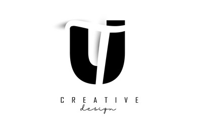 Creative blue letters ut u t logo with leading Vector Image