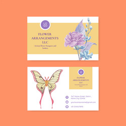 Name card template with pastel tropical flower Vector Image
