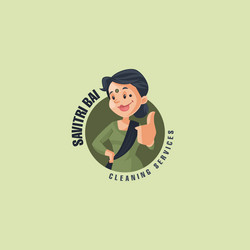 Gangu bai cleaning services mascot logo Royalty Free Vector