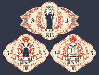 Set of beer labels with brewery production Vector Image
