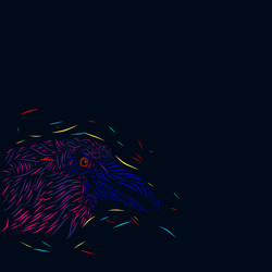 Raven line pop art portrait colorful logo design Vector Image