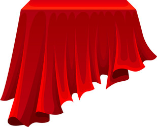 Rectangular table under red silk cloth on white Vector Image