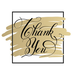 Hand drawn ink thank you card gold glitter Vector Image