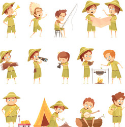 Cartoon little boy scout Royalty Free Vector Image