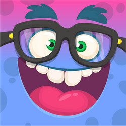 Cartoon smart monster face Royalty Free Vector Image