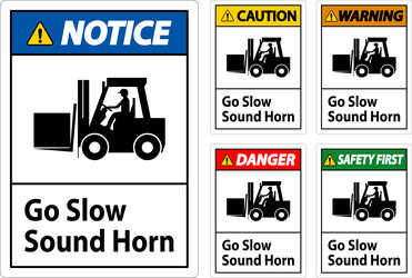 Caution sign go slow sound horn Royalty Free Vector Image