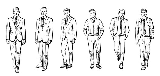 Fashion models line drawing Royalty Free Vector Image