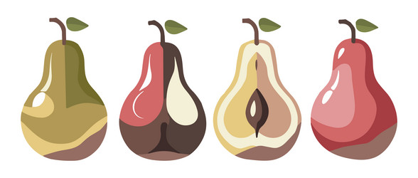 Hand drawn abstract pear fruits set Royalty Free Vector