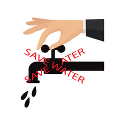Turn off water with mans hand isolated Royalty Free Vector