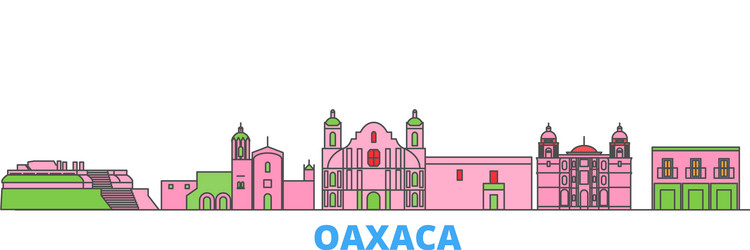Mexico oaxaca tourism landmarks city Royalty Free Vector