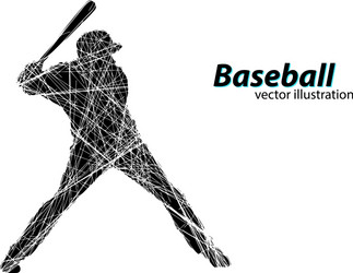 Silhouette of a baseball player and barcode Vector Image