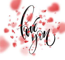 Love word hand drawn lettering with red heart Vector Image