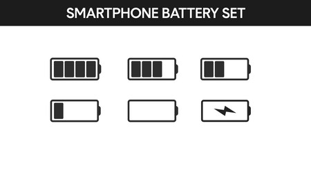 Smartphone battery icon set Royalty Free Vector Image