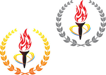 Flaming torch in laurel wreath Royalty Free Vector Image