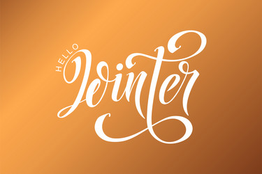 Hello winter hand lettering calligraphy Royalty Free Vector