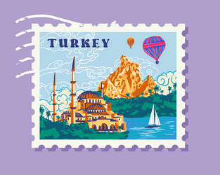 Turkey postage stamp hand drawn beautiful Vector Image