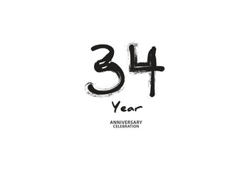 34 year anniversary celebration logotype Vector Image